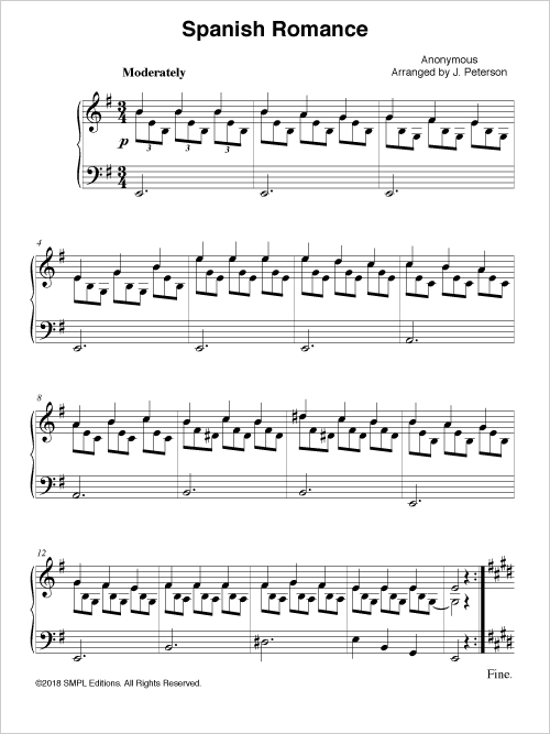 Spanish Romance - Piano - Anonymous (EAN13 : 3700681112753) | Sheet ...