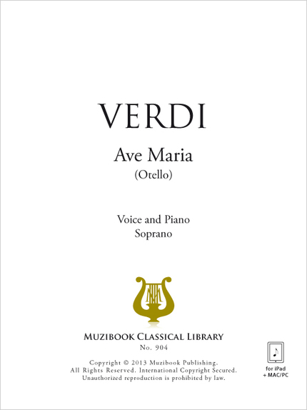 Ave Maria - Voice and Piano - Guiseppe Verdi (EAN13 : 3700681106707 ...