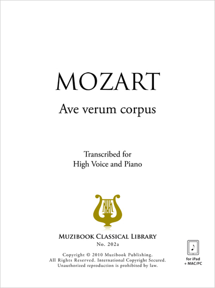 Ave verum corpus - High Voice and Piano - Wolfgang Amadeus Mozart ...