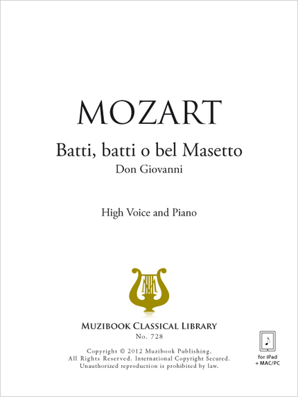 Batti, batti o bel Masetto - Voice and Piano - Wolfgang Amadeus Mozart ...