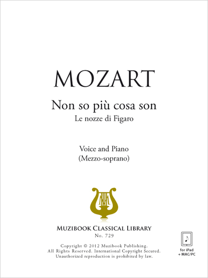 Non so più cosa son - Voice and Piano - Wolfgang Amadeus Mozart (EAN13 : 3700681104611) | Sheet ...