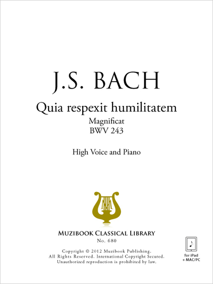 Quia respexit humilitatem - Voice and Piano - Johann Sebastian Bach (EAN13 : 3700681103706 ...