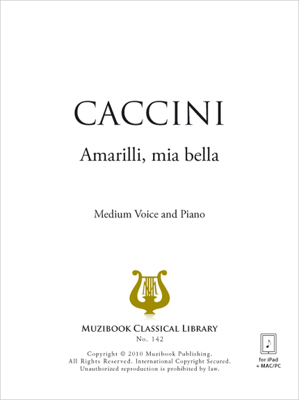 Amarilli Mia Bella Medium Voice And Piano Giulio Caccini Ean13