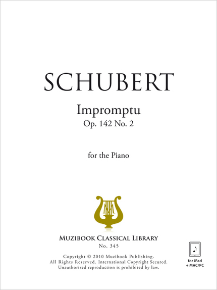 Impromptu Op. 142 No. 2 - Piano - Franz Schubert (EAN13 : 3700681100156) | Sheet Music Place