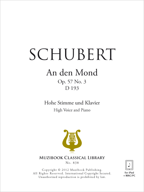 An den Mond Op. 57 No. 3 D 193 - High Voice and Piano - Franz Schubert ...