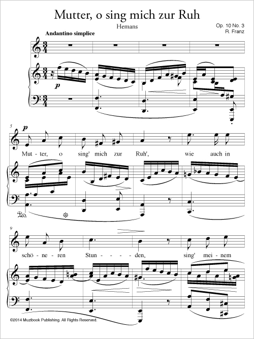 Mutter, o sing mich zur Ruh Op. 10 No. 3 - High Voice and Piano ...