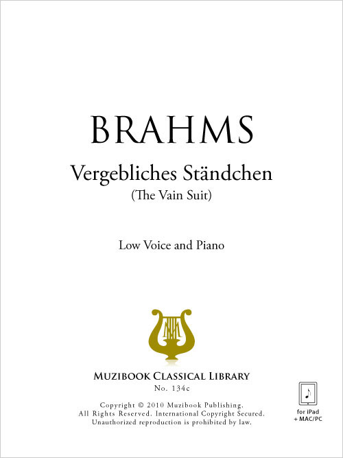 Vergebliches Ständchen - Low Voice and Piano - Johannes Brahms (EAN13 ...