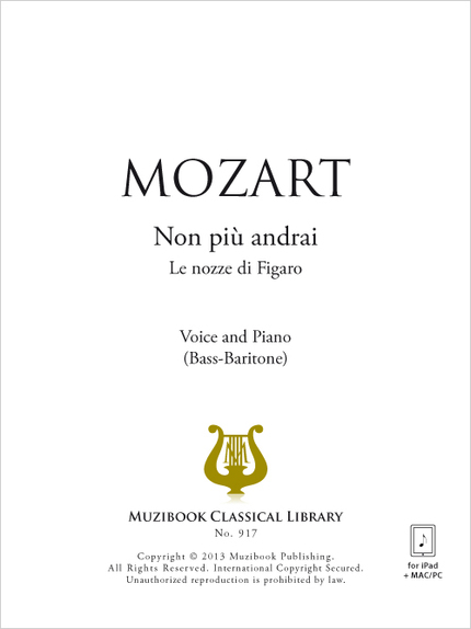 Non più andrai - Voice and Piano - Wolfgang Amadeus Mozart (EAN13 ...