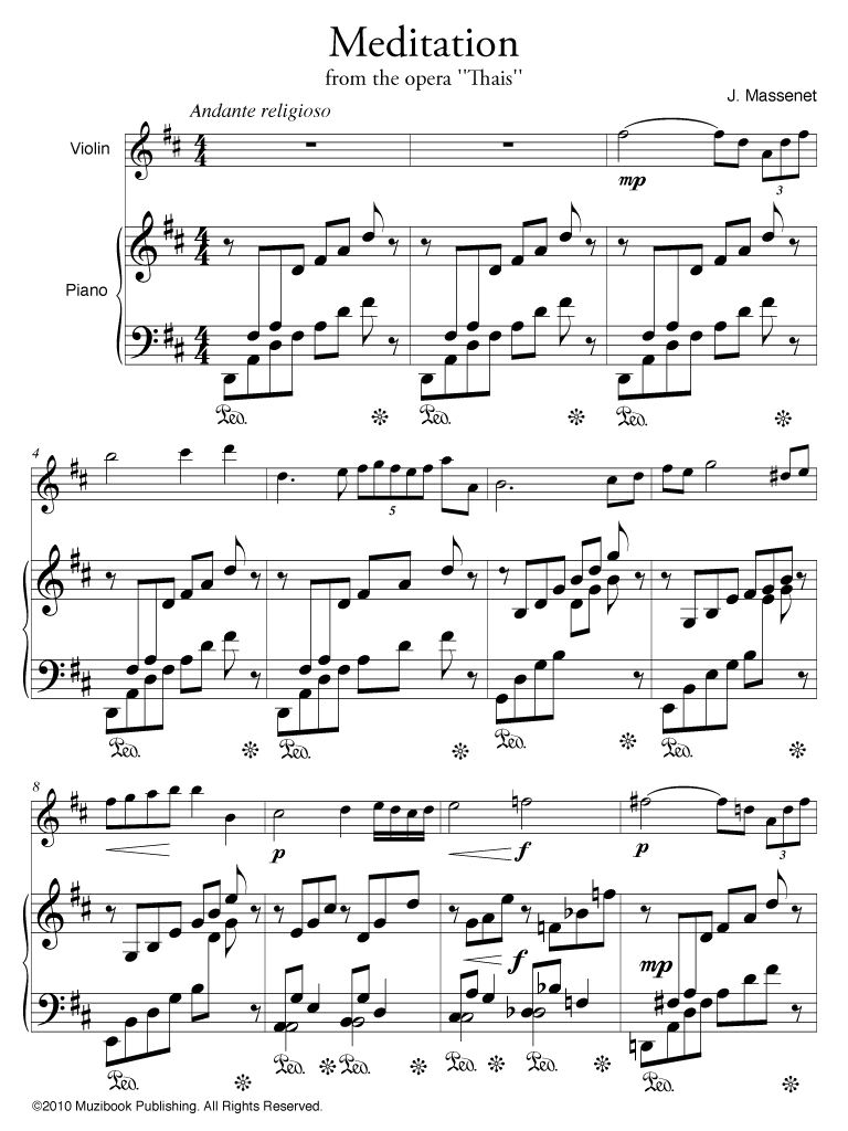 Meditation from ''Thais'' - Violin and Piano - Jules Massenet (EAN13 ...