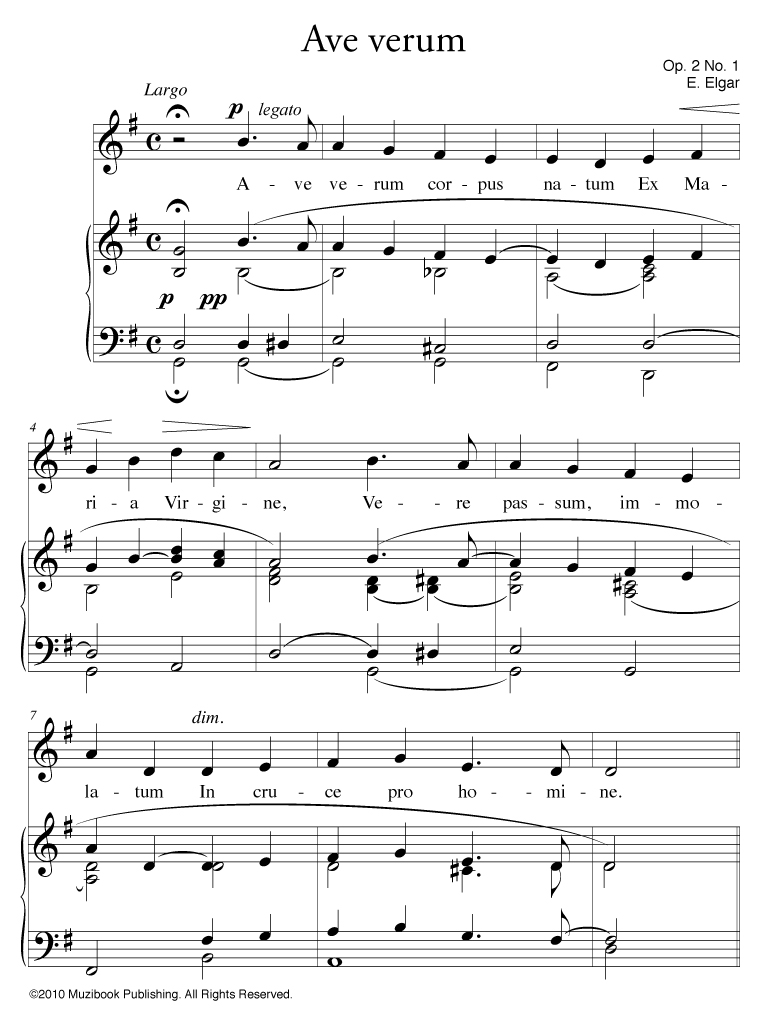 Ave verum - Medium Voice and Piano - Edward Elgar (EAN13 ...